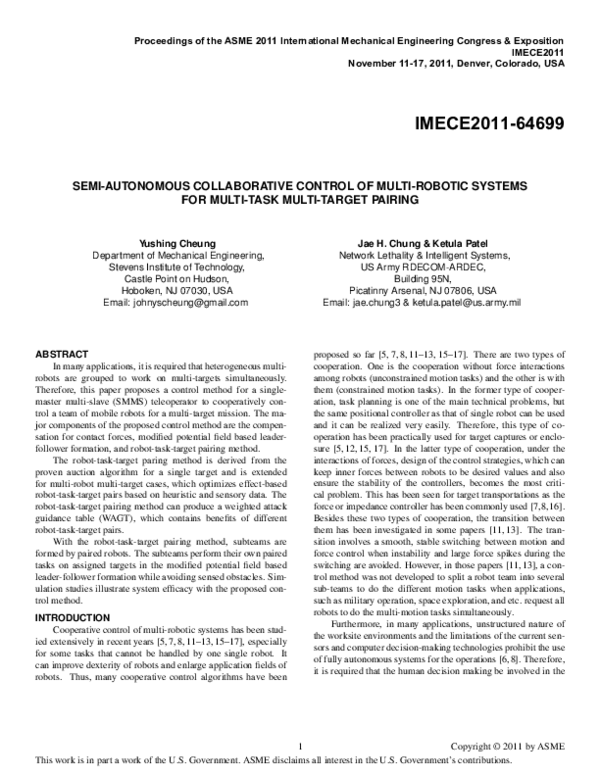 (PDF) Semi-Autonomous Collaborative Control of Multi-Robotic Systems ...