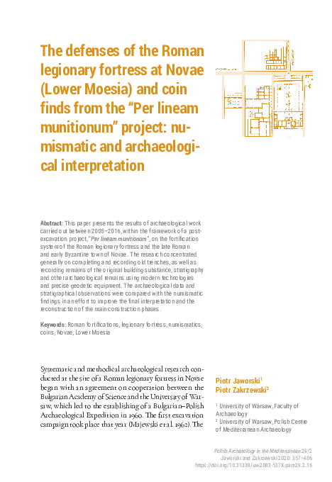 (PDF) The defenses of the Roman legionary fortress at Novae (Lower ...