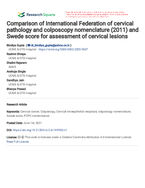 (PDF) Comparison of International Federation of cervical pathology and colposcopy nomenclature ...