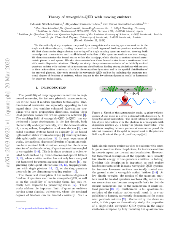 (PDF) Theory of waveguide QED with moving emitters