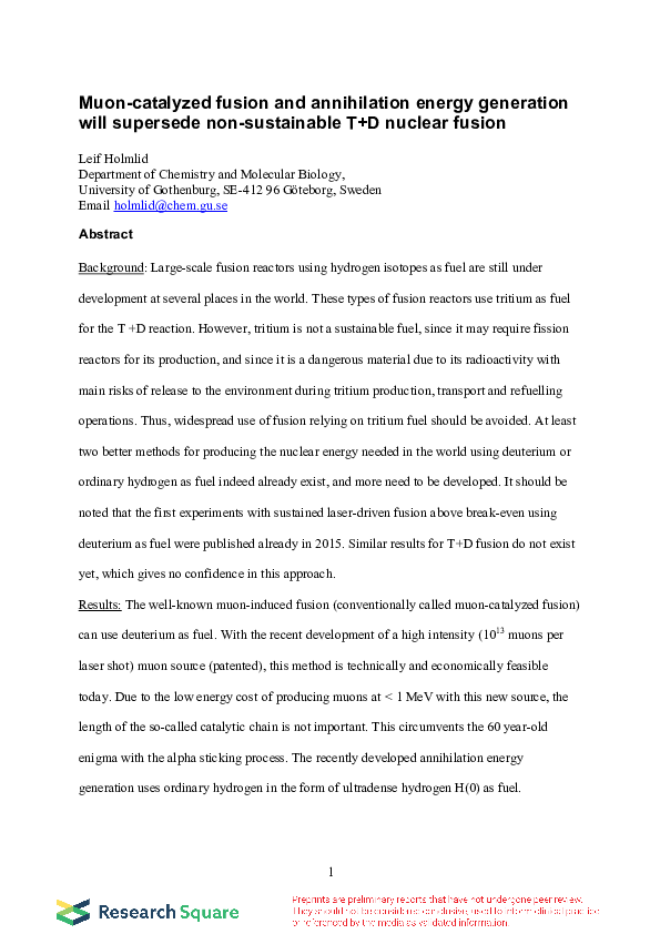 (PDF) Muon-catalyzed Fusion and Annihilation Energy Generation will ...