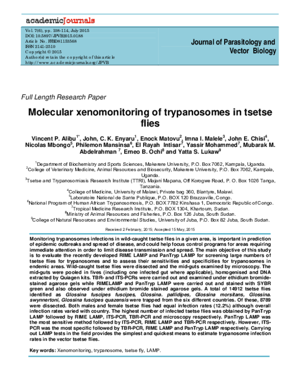 (PDF) Journal of Parasitology and Vector Biology