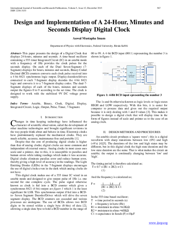 (PDF) Design and Implementation of A 24-Hour, Minutes and Seconds ...