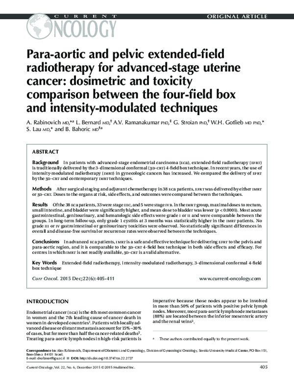 (PDF) Para-aortic and pelvic extended-field radiotherapy for advanced ...