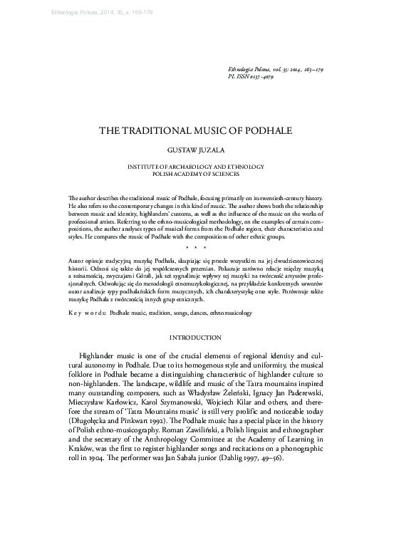 (PDF) The Traditional Music of Podhale
