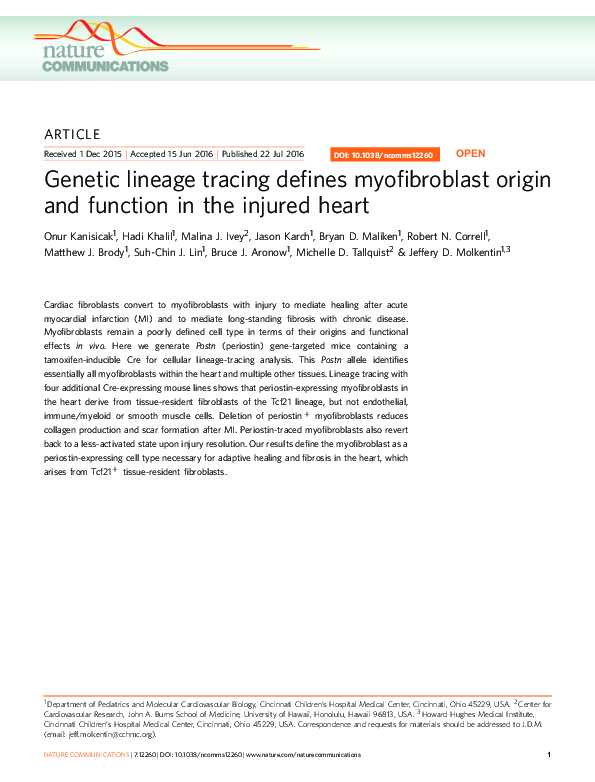(PDF) Genetic lineage tracing defines myofibroblast origin and function ...