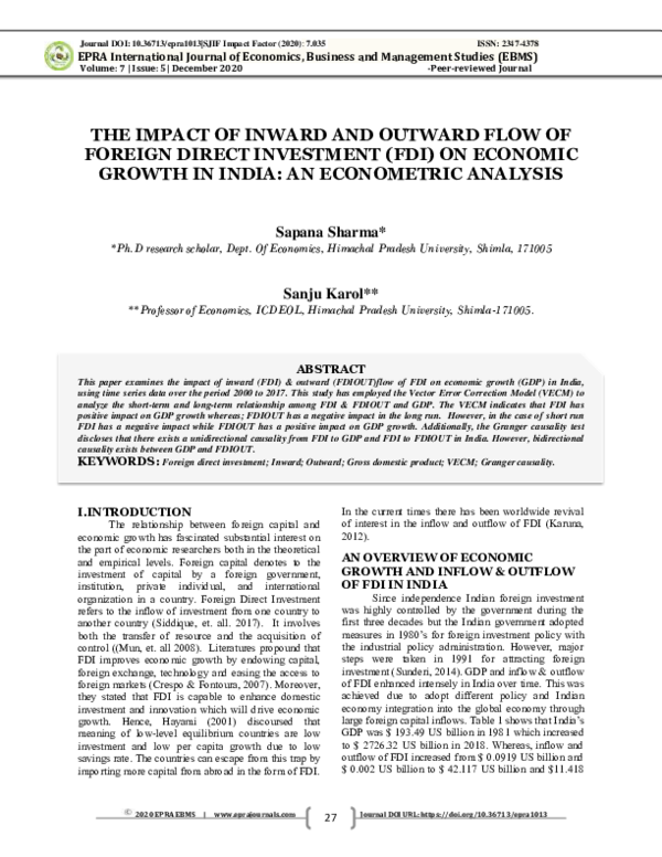 (PDF) The Impact of Inward and Outward Flow of Foreign Direct ...