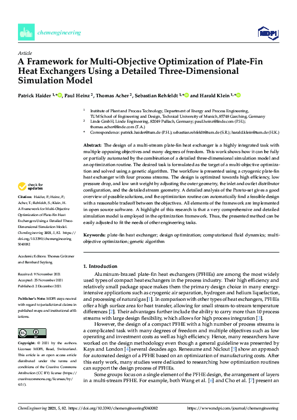 Pdf A Framework For Multi Objective Optimization Of Plate Fin Heat