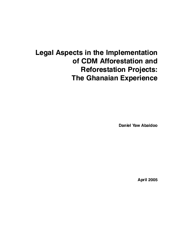 (PDF) Legal Aspects in the Implementation of CDM Afforestation and ...