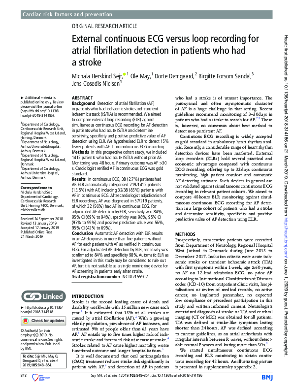 (PDF) External continuous ECG versus loop recording for atrial ...