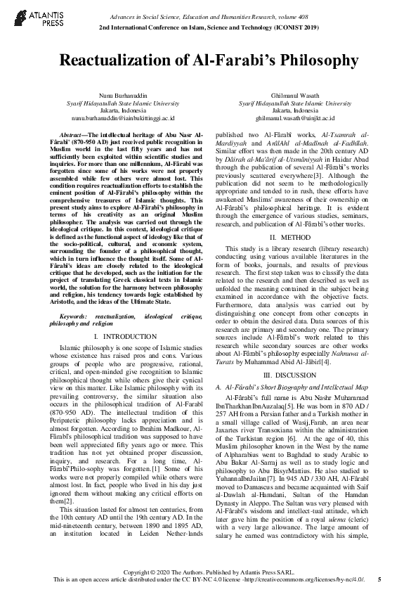 (PDF) Reactualization of Al-Farabi’s Philosophy