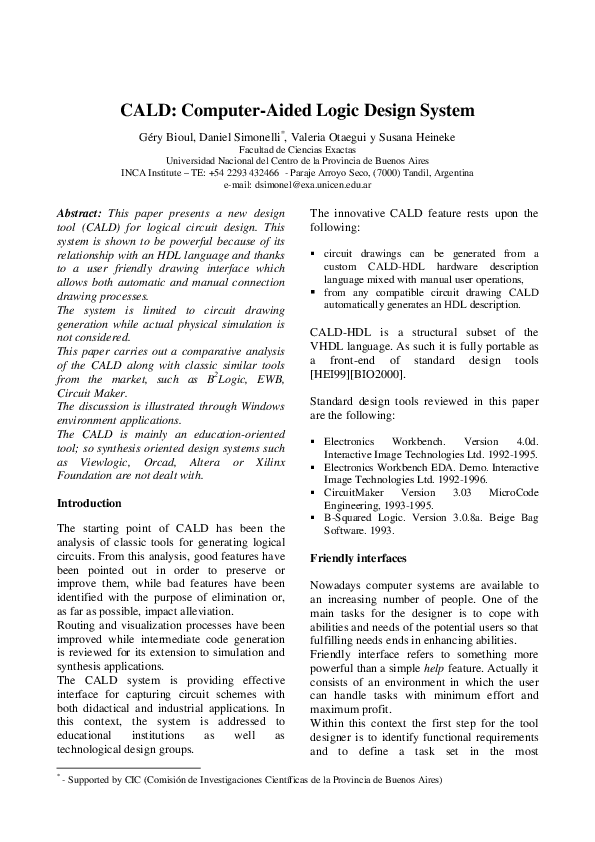 Pdf Cald Computer Aided Logic Design System 