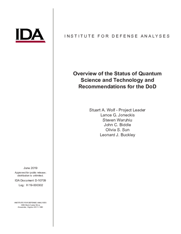 (PDF) Overview of the Status of Quantum Science and Technology and ...