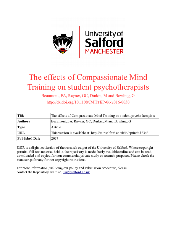 (PDF) The effects of Compassionate Mind Training | Elaine Beaumont ...