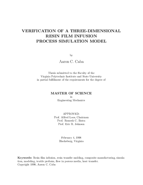 (PDF) Verification of a Three-Dimensional Resin Film Infusion Process ...