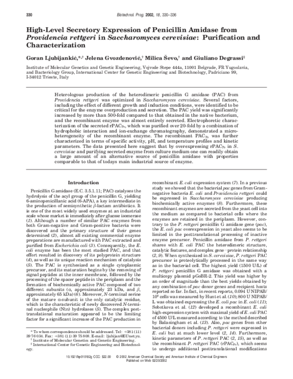 (PDF) High-Level Secretory Expression of Penicillin Amidase from ...