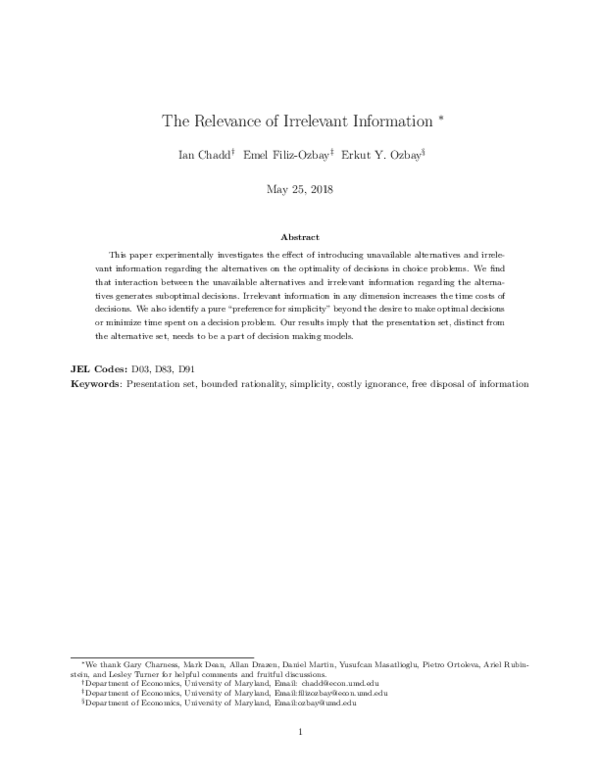 (PDF) The Relevance of Irrelevant Information