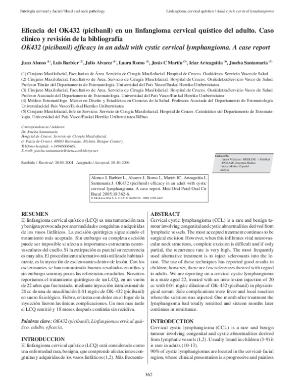 (PDF) OK432 (picibanil) efficacy in an adult with cystic cervical ...