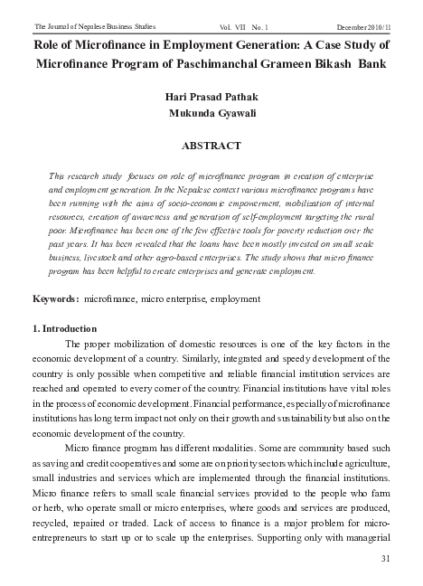 (PDF) An Overview of Microfinance Service Practices in Nepal Role of ...