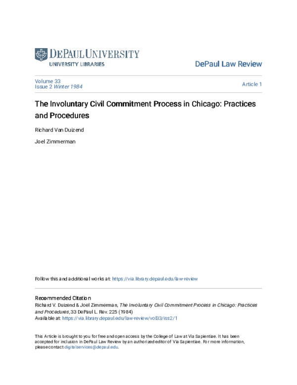 (PDF) The Involuntary Civil Commitment Process in Chicago: Practices ...