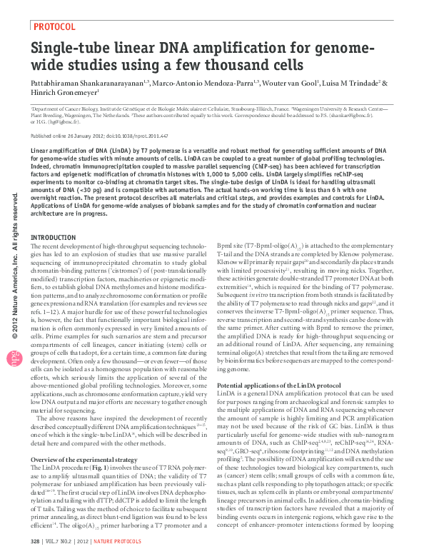 (PDF) Single-tube linear DNA amplification for genome-wide studies ...