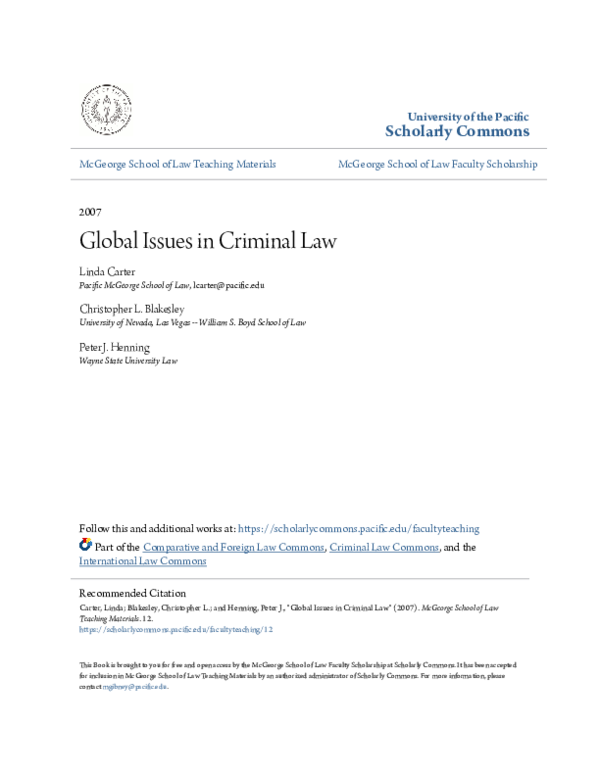 (PDF) Global Issues in Criminal Law
