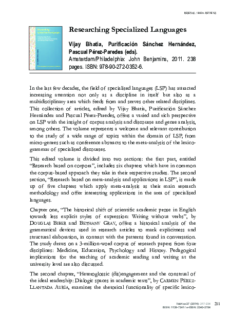(PDF) Researching Specialized Languages