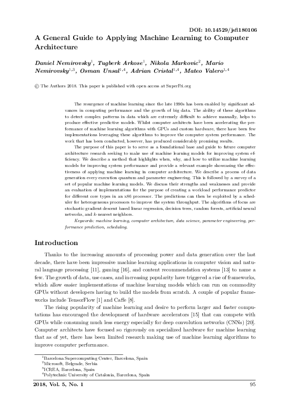 (PDF) General Guide to Applying Machine Learning to Computer Architecture