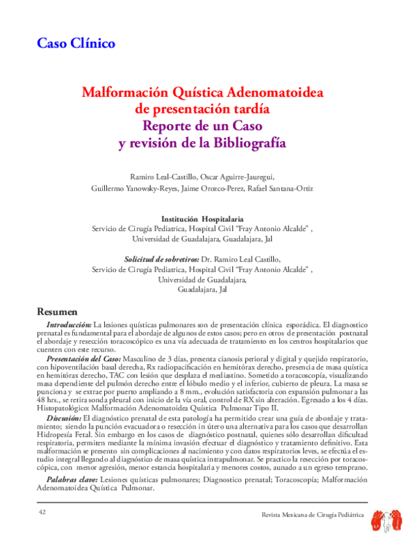 (PDF) Malformación Quística Adenomatoidea de presentación tardía ...