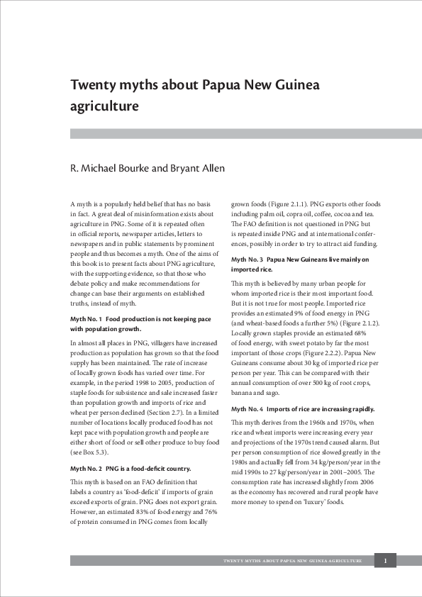(PDF) Twenty myths about Papua New Guinea agriculture