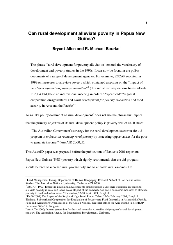 (PDF) Can rural development alleviate poverty in Papua New Guinea