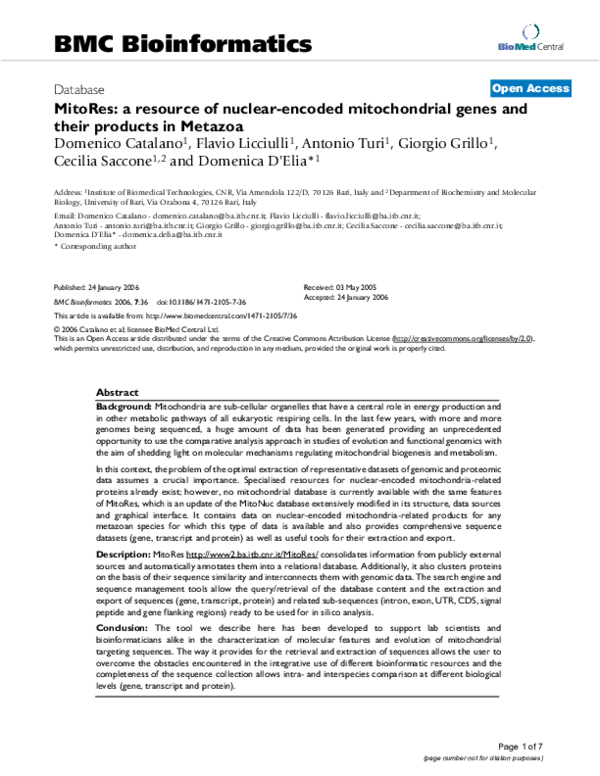 (PDF) BMC Bioinformatics BioMed Central Database