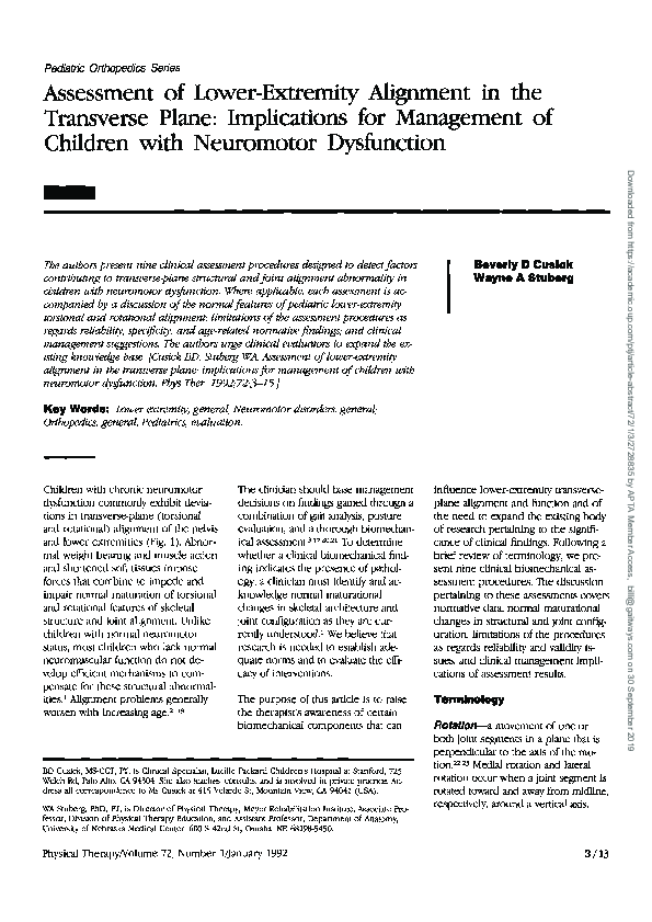 (PDF) Assessment of lower-extremity alignment in the transverse plane ...