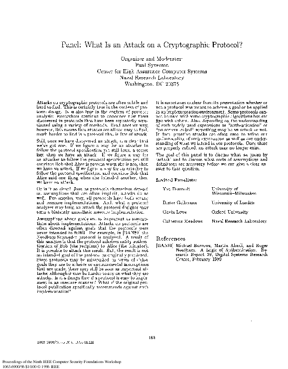 (PDF) What Is an Attack on a Cryptographic Protocol?