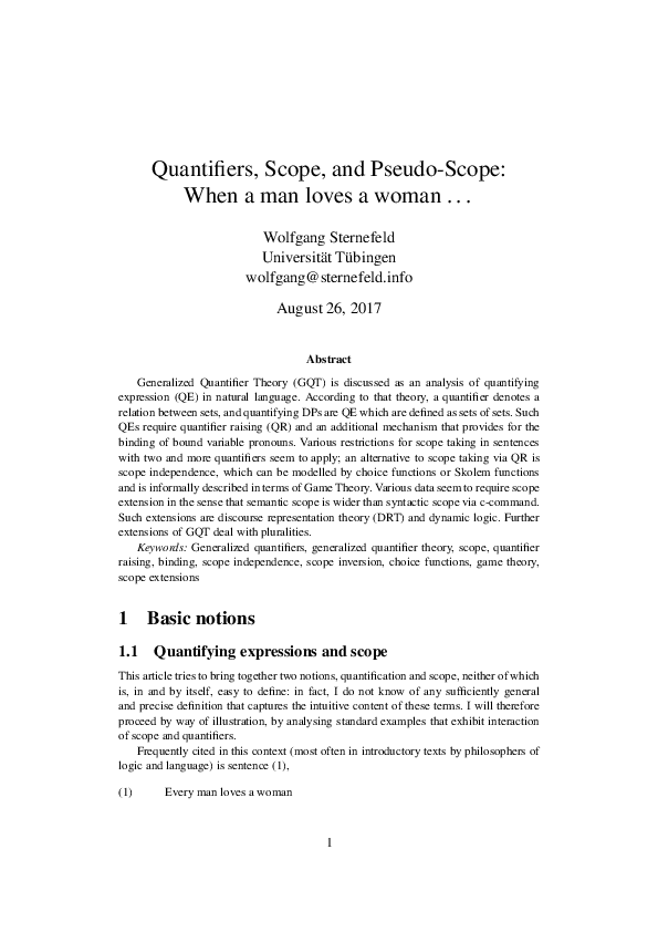(PDF) Quantifiers, Scope, and Pseudo‐Scope
