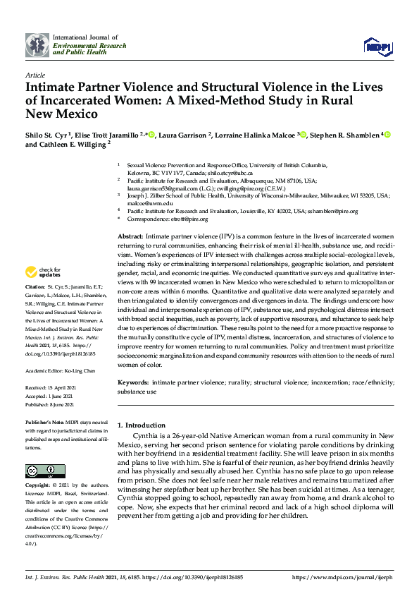 (PDF) Intimate Partner Violence and Structural Violence in the Lives of ...