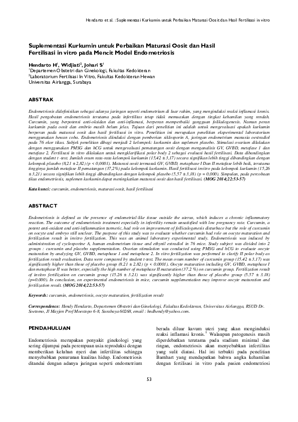 (PDF) Suplementasi Kurkumin untuk Perbaikan Maturasi Oosit dan Hasil ...
