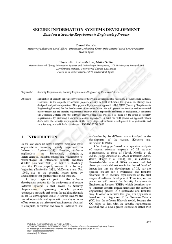 (PDF) Based on a Security Requirements Engineering Process