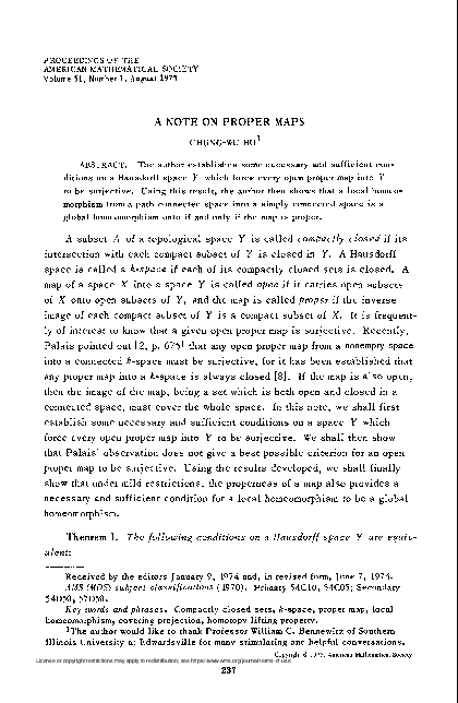 (PDF) A note on proper maps