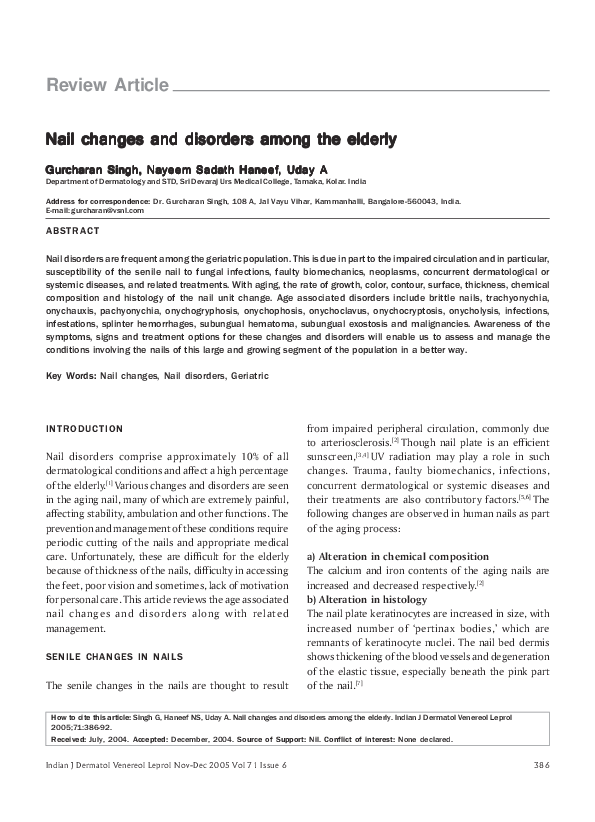 (PDF) Nail Changes and Disorders Among the Elderly | gurcharan singh ...