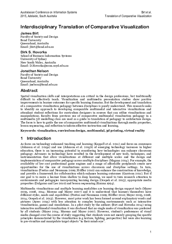 (PDF) Interdisciplinary Translation of Comparative Visualization