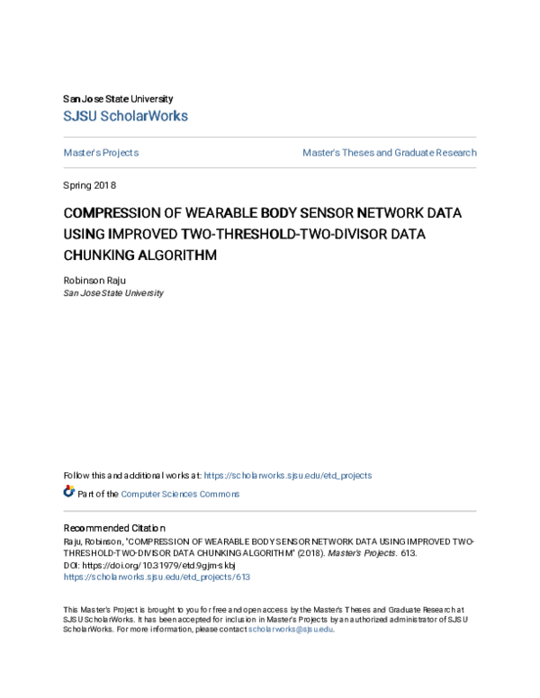 Pdf Compression Of Wearable Body Sensor Network Data Using Improved Two Threshold Two Divisor