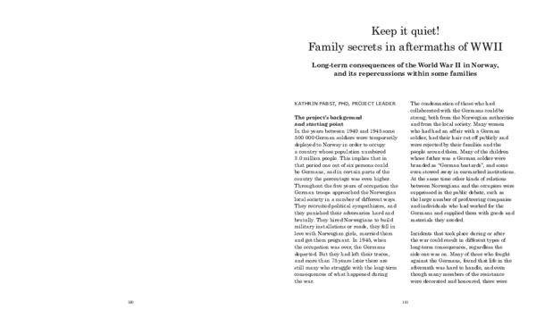 (PDF) Keep it quiet! Family secrets in the aftermath of WWII. An ...
