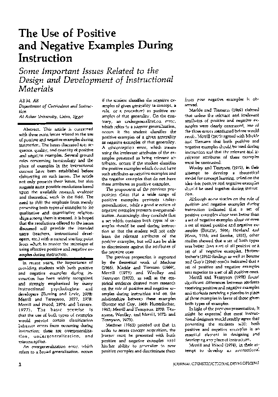 (PDF) The Use of Positive and Negative Examples During Instruction