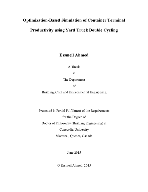 (PDF) Optimization-Based Simulation of Container Terminal Productivity using Yard Truck Double ...