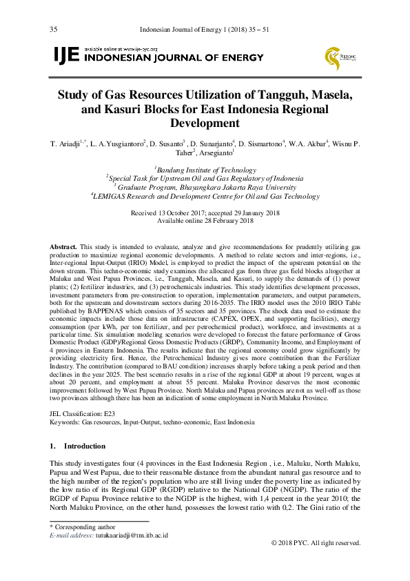 (PDF) Study of Gas Resources Utilization of Tangguh, Masela, and Kasuri ...