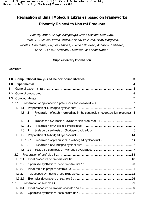 (PDF) Realisation of small molecule libraries based on frameworks ...
