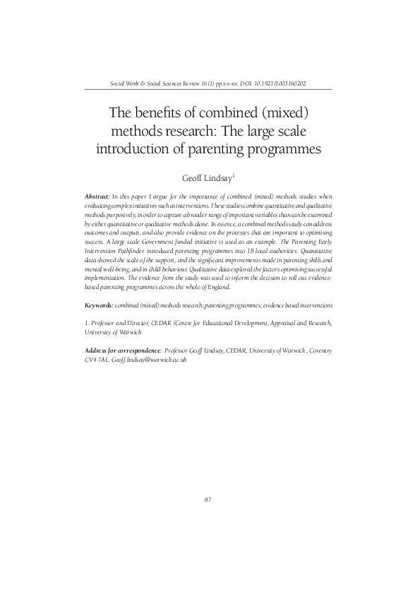 (PDF) The benefits of combined (mixed) methods research