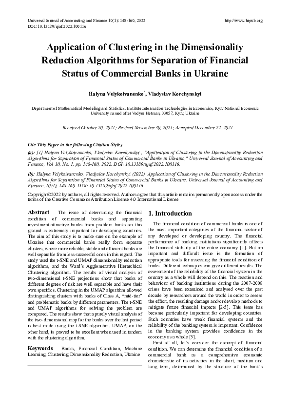 Pdf Application Of Clustering In The Dimensionality Reduction Algorithms For Separation Of