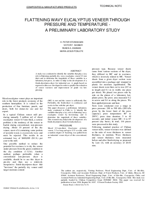 (PDF) FLATTENING WAVY EUCALYPTUS VENEER THROUGH PRESSURE AND ...